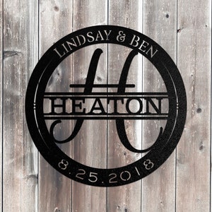 Round Laser Cut Metal Sign With Names & Est. Date Available in 18in or ...