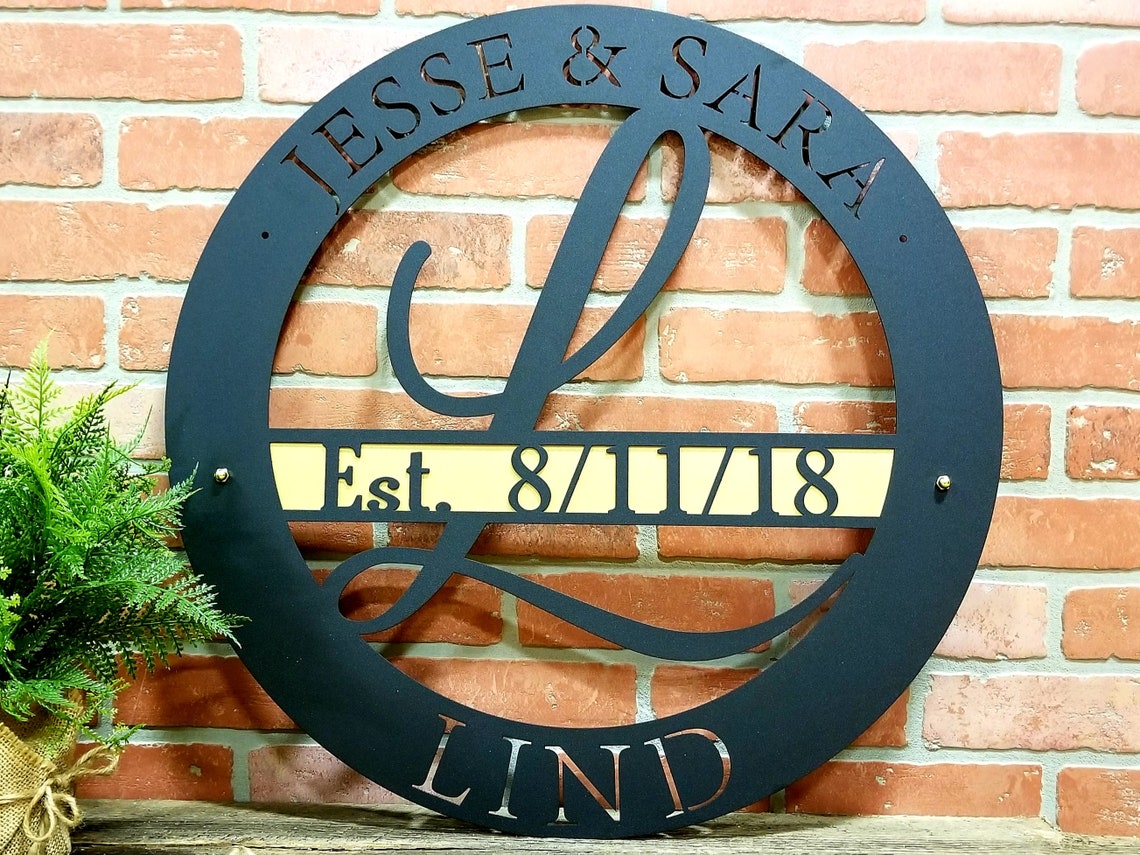 24 Laser Cut Round Metal Sign with Initial Names and | Etsy