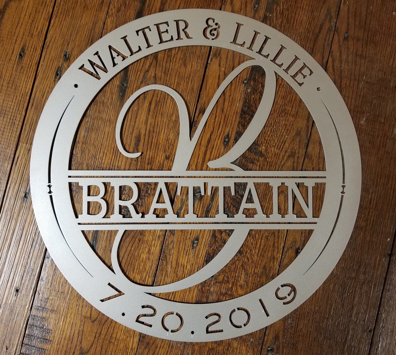 Round Laser Cut Metal Sign With Names & Est. Date Available in - Etsy