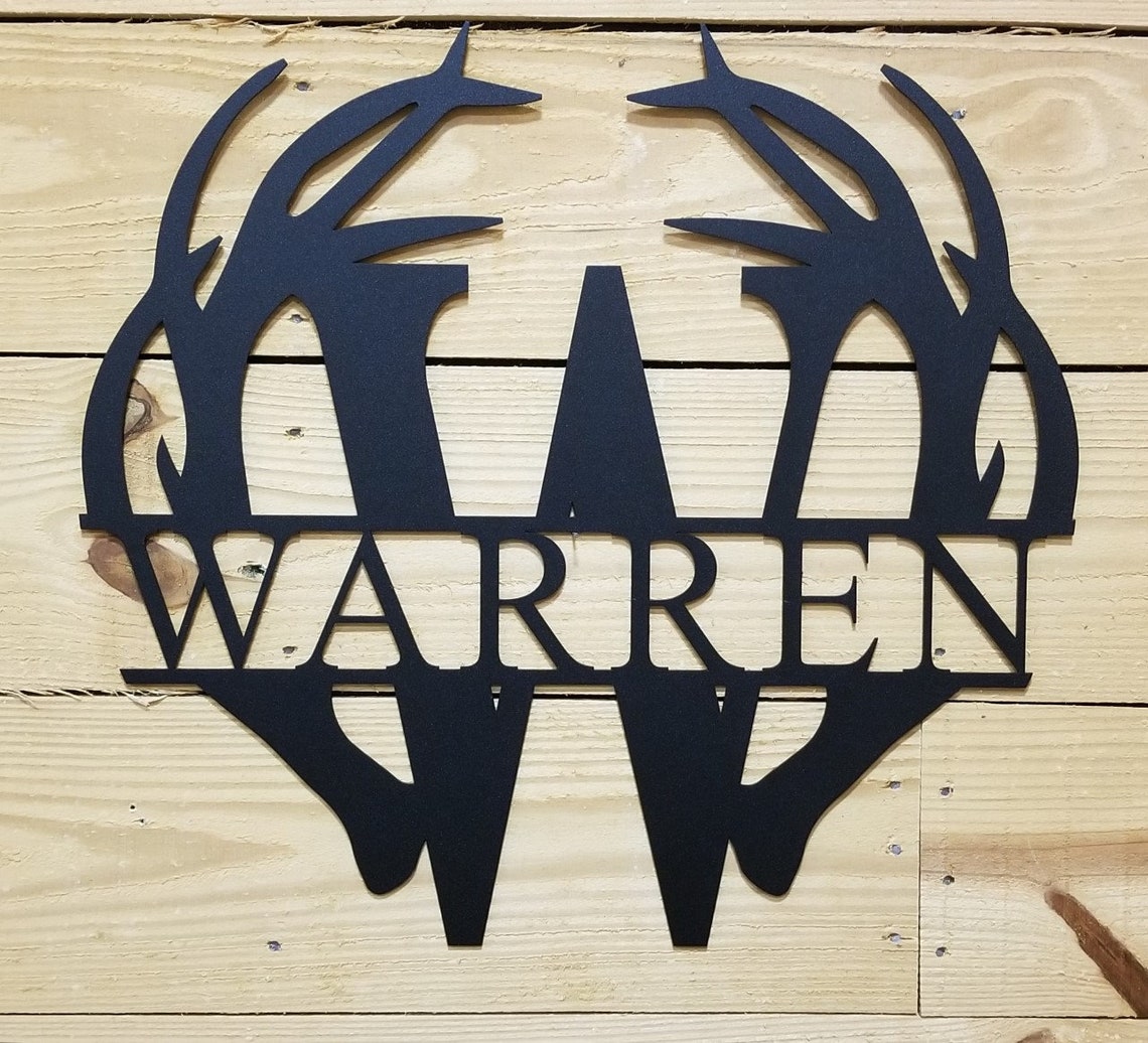 24" X 24" Laser Cut Metal Sign With Split Monogram and ANTLERS - Etsy