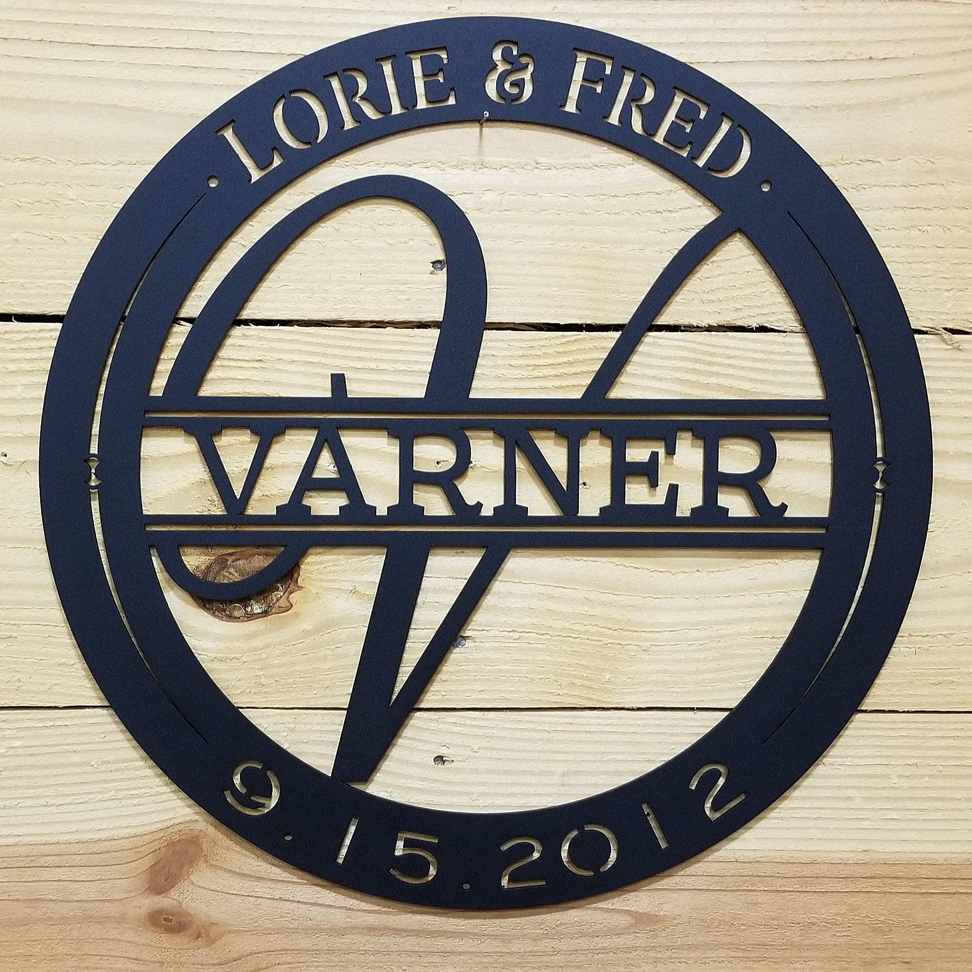 Round Laser Cut Metal Sign with Names & Est. Date available in | Etsy