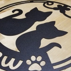 Round Laser Cut Metal Sign With Cats and Family Name Available in 18in ...