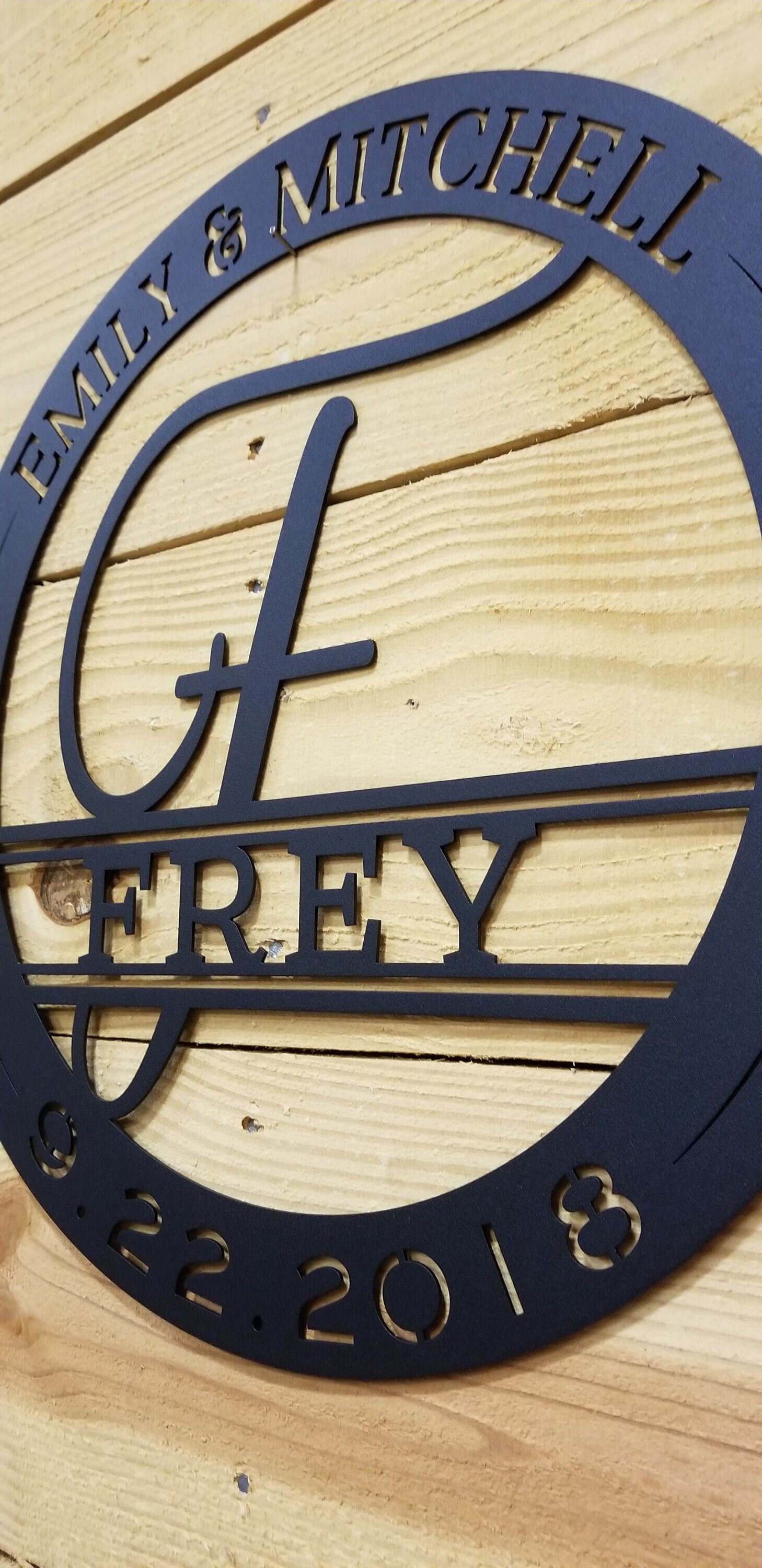 Round Laser Cut Metal Sign With Names Est Date Available In Etsy