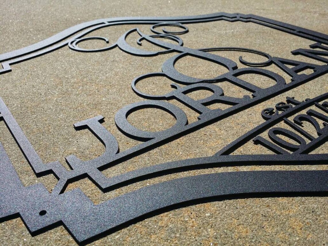 Laser Cut Metal Sign With Initial Family Name and - Etsy