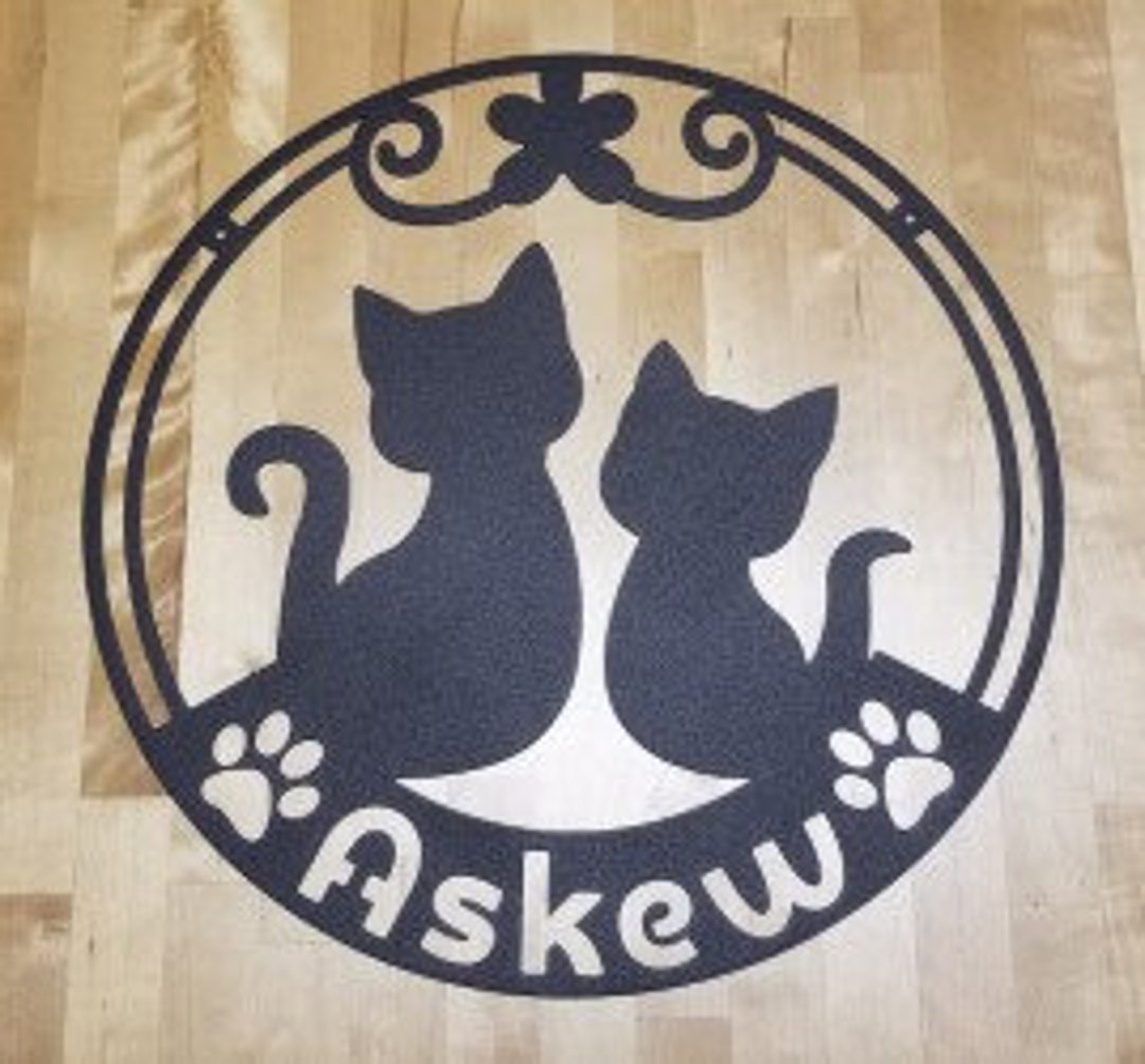 Round Laser Cut Metal Sign With Cats and Family Name Available in 18in ...