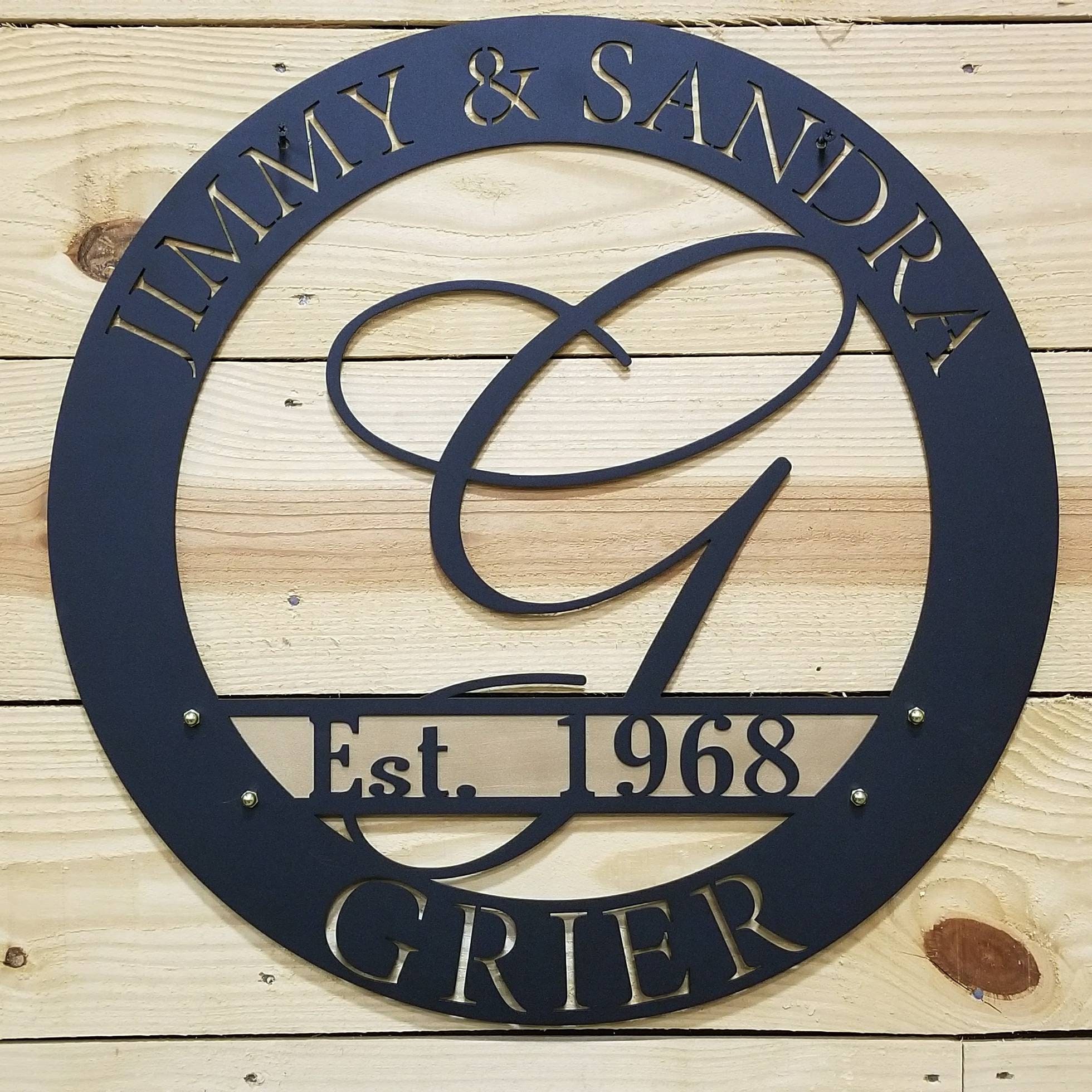 24 Laser Cut Round Metal Sign with Initial Names and | Etsy