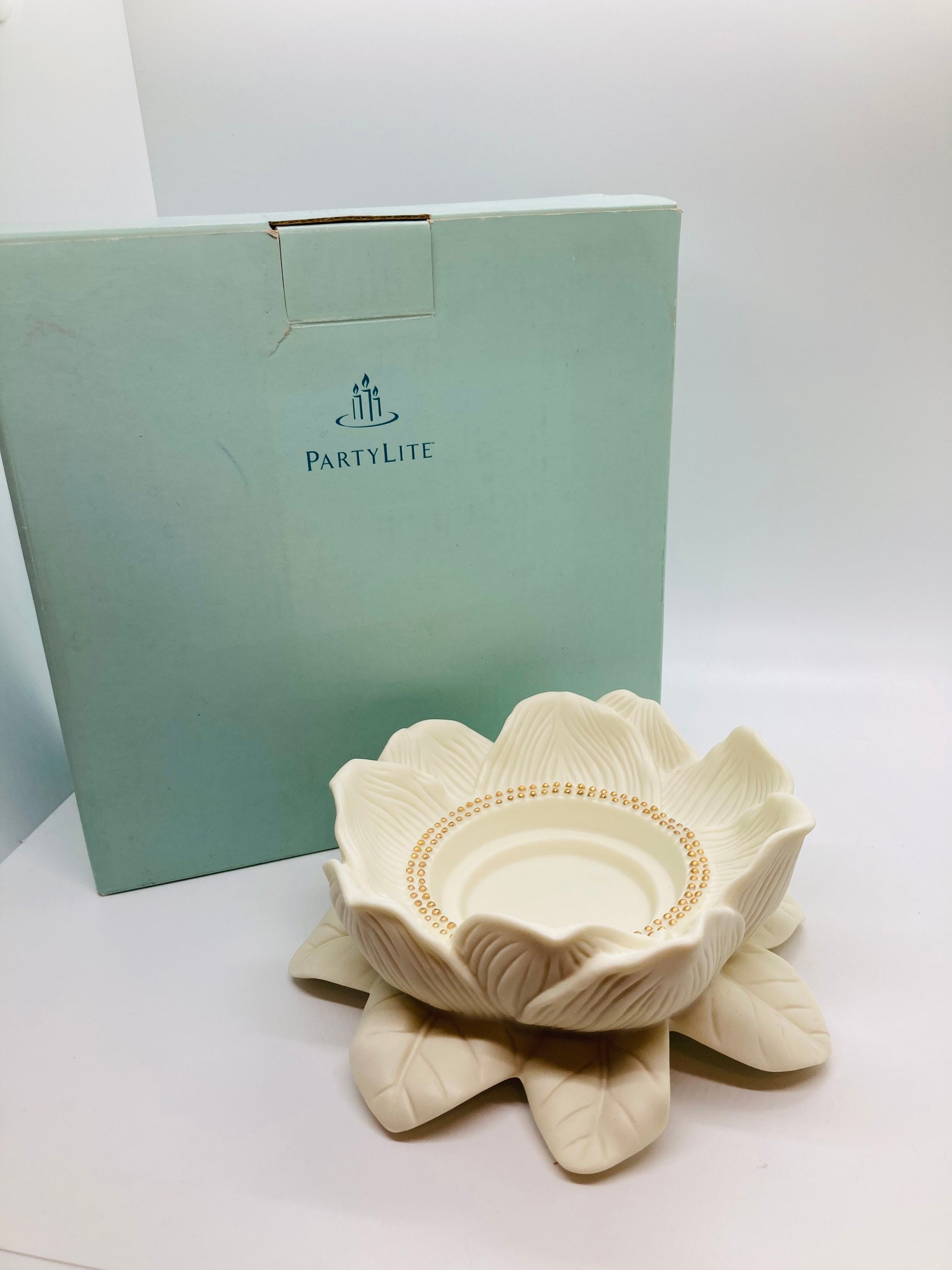 Vintage Partylite Magnolia Lotus Candleholder With Box - Etsy