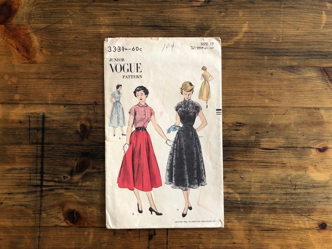 1950 Lace Dress Original 50s Party Paper Sewing Pattern Vogue JR 3331 ...