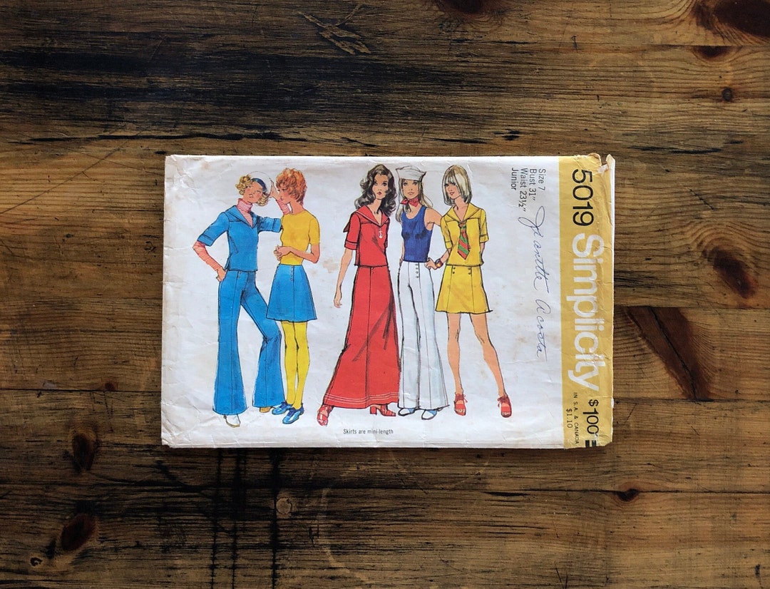 1970s Sailor Top & Flares Sewing Pattern: Simplicity 5019, Bust 31" - Etsy