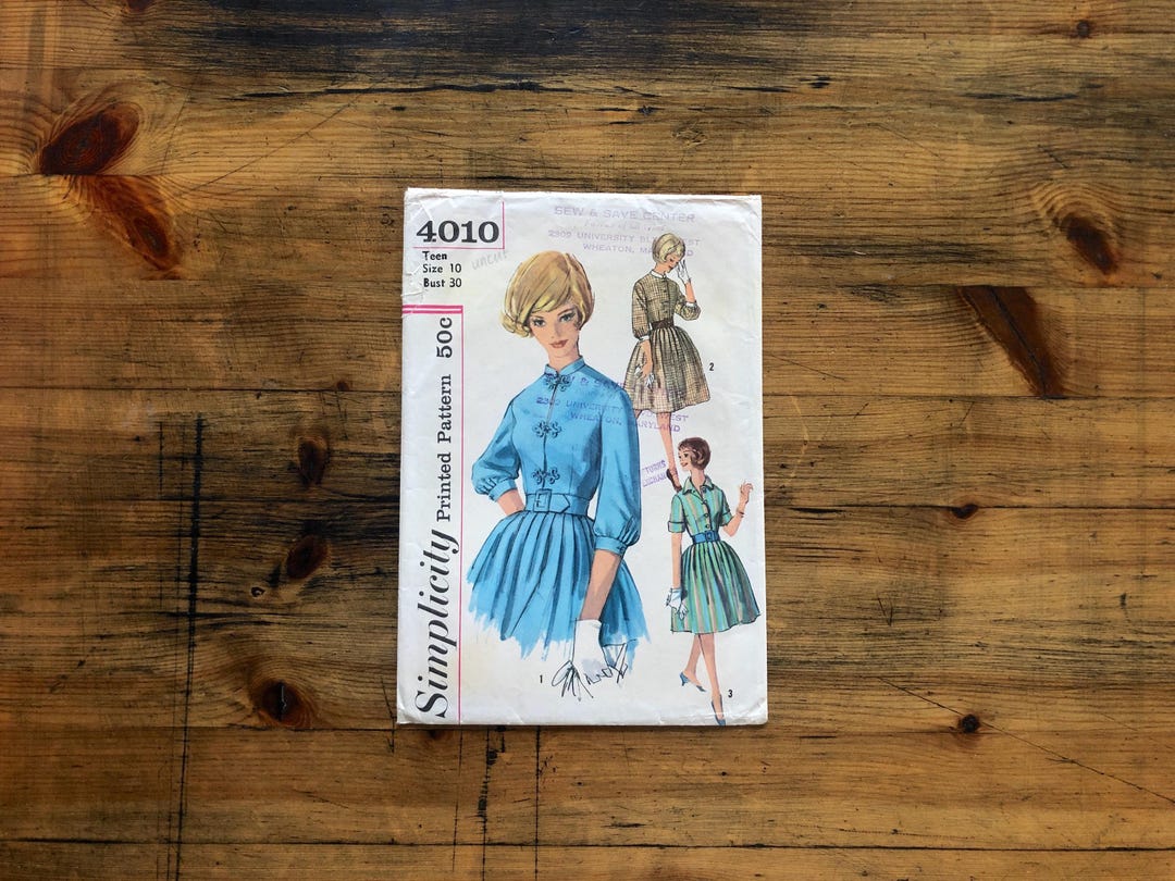 1961 Darling Dress Sewing Pattern: Unused Simplicity #4010 Bust 30 ...