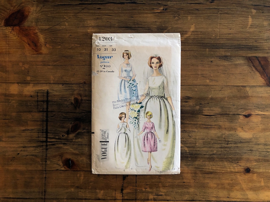 1961 Vogue Bride Sewing Pattern: Dress, Petticoat, Bolero Set #4203 ...