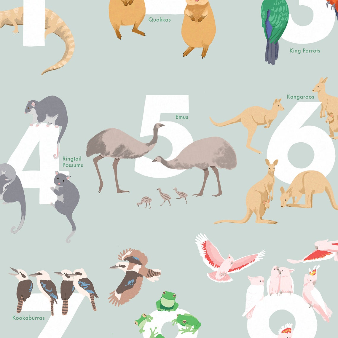 Printable Numbers Poster Australian Animal Digital Download | Etsy