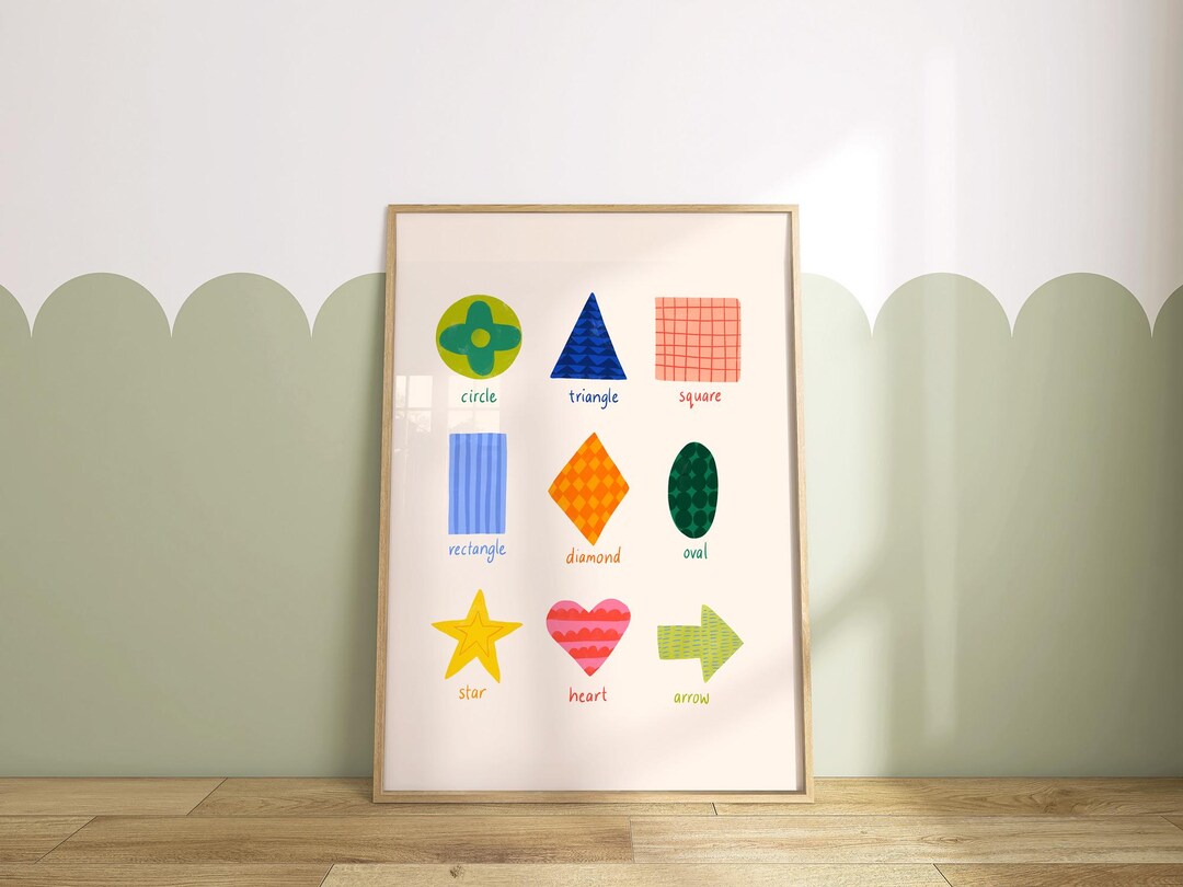 Colourful Shapes Poster. Educational Wall Art for Nursery, Child's ...