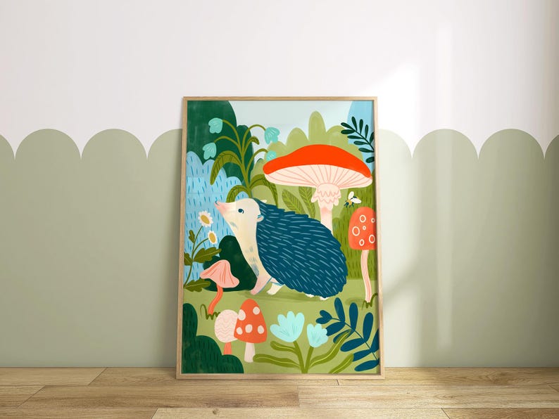 Woodland Animal Print Set of 3: Fawn, Rabbit, Hedgehog Nursery Wall Art ...