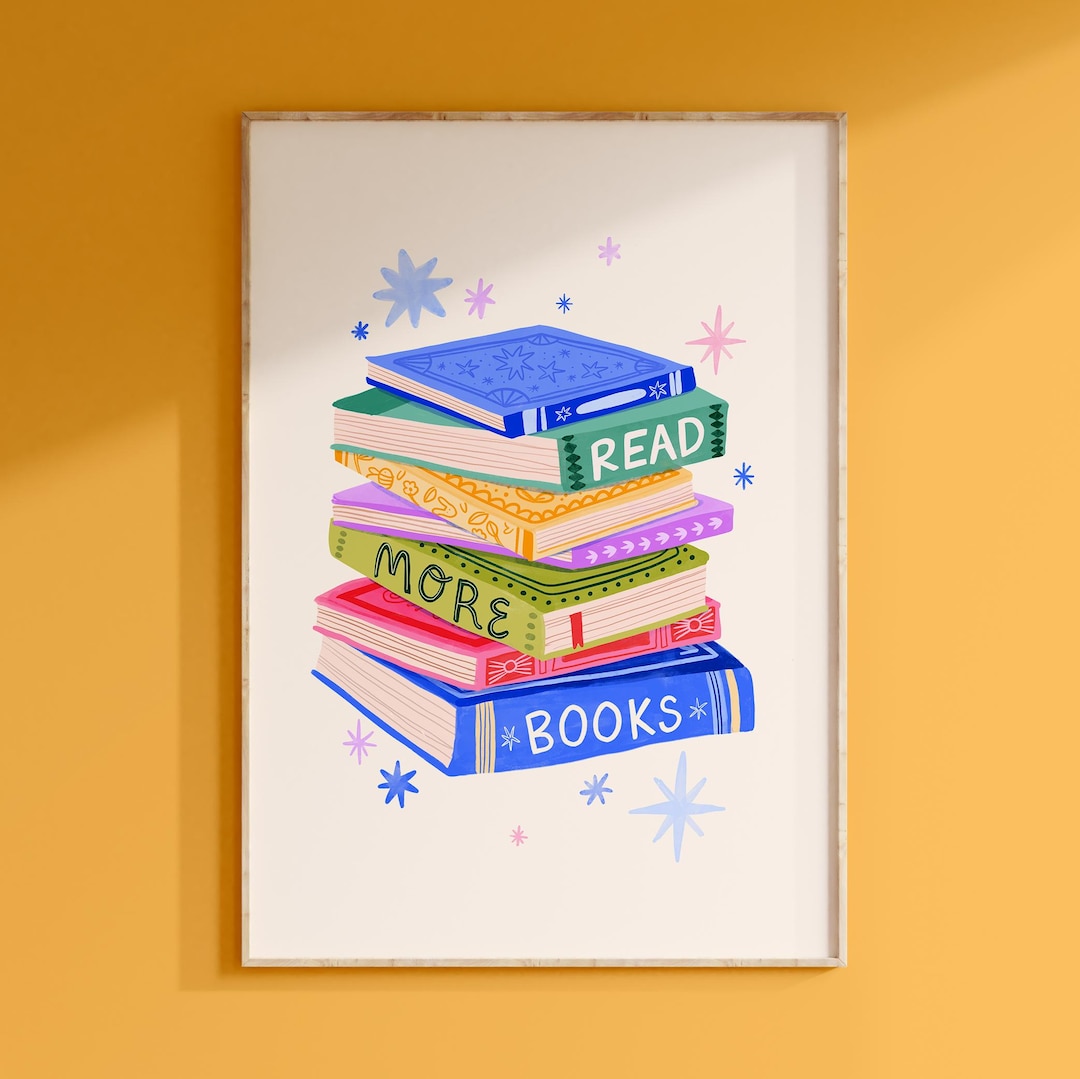 Read More Books Print, Colourful Nursery Print - Etsy