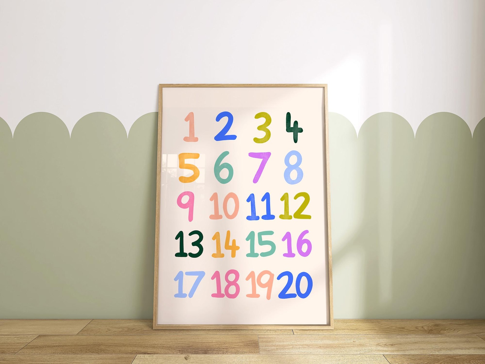 Colorful Numbers 1-20 Poster for Kids: Educational Nursery Wall Art ...