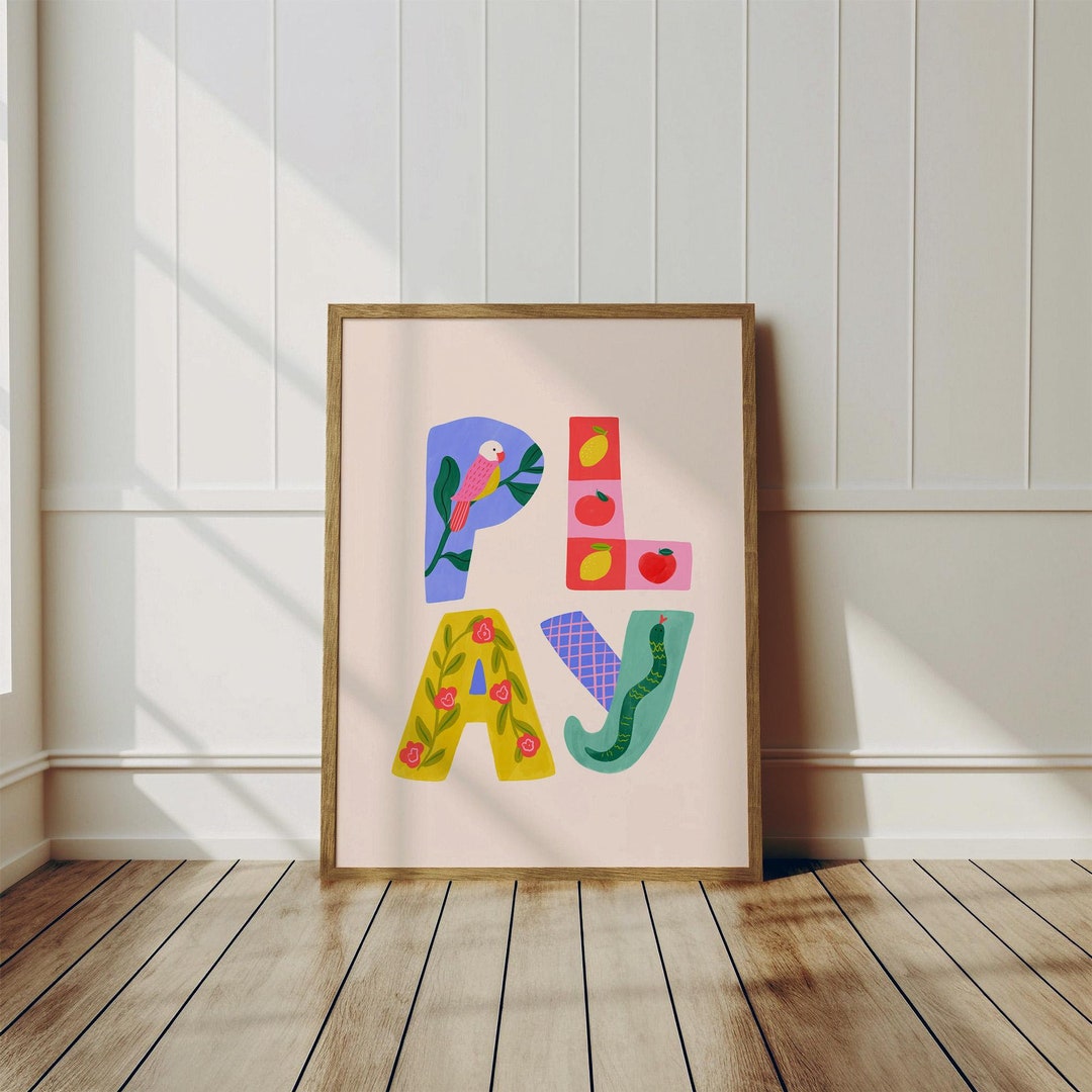 Printable Play Poster for Kids Bedroom, Nursery or Playroom. Children's ...