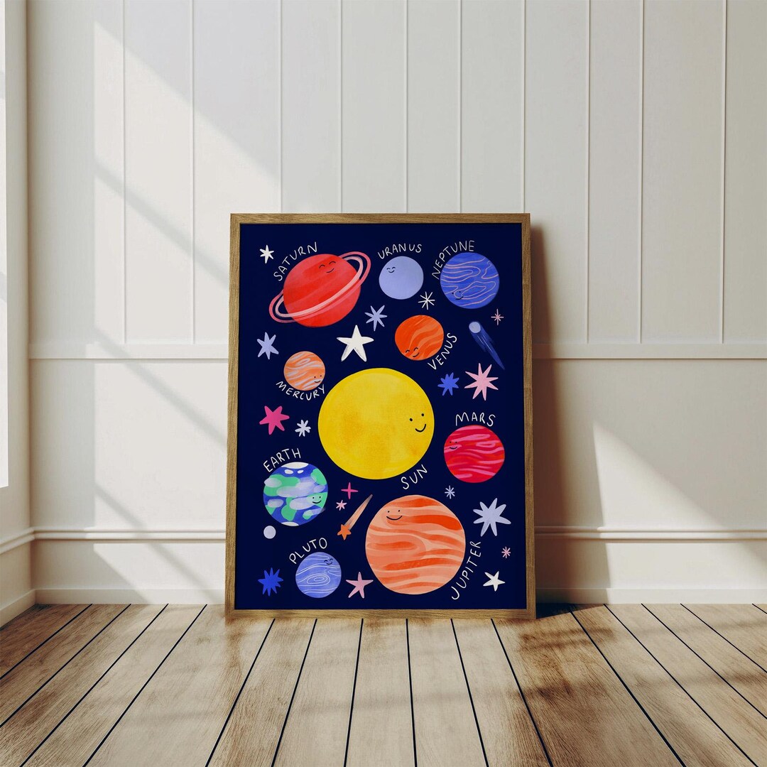Printable Planets Poster. Solar System. Outer Space. Children's Decor ...