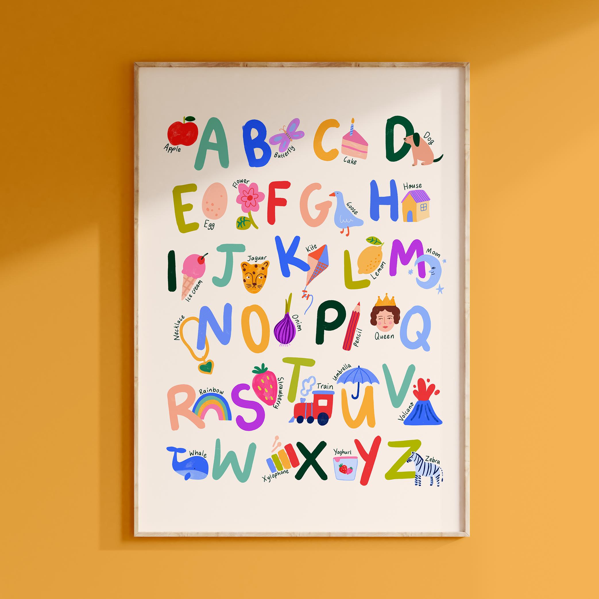 Colorful Alphabet Poster: Educational Nursery & Playroom Wall Art - Etsy