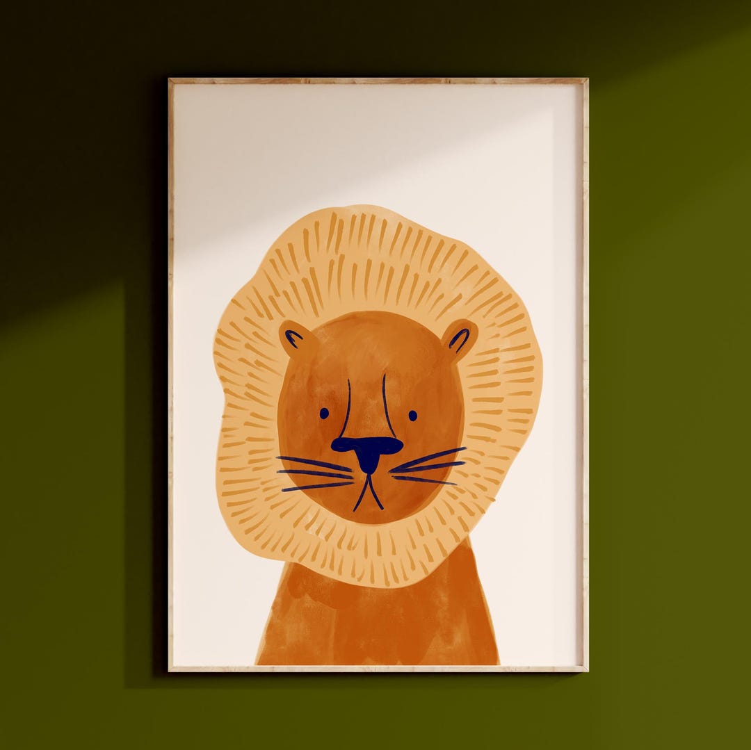 Lion Nursery Print: Modern Safari Animal Wall Art - Etsy