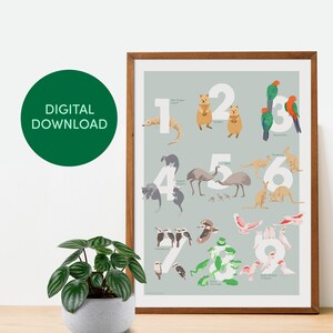 Printable Numbers Poster Australian Animal Digital Download 1-9 Numbers ...