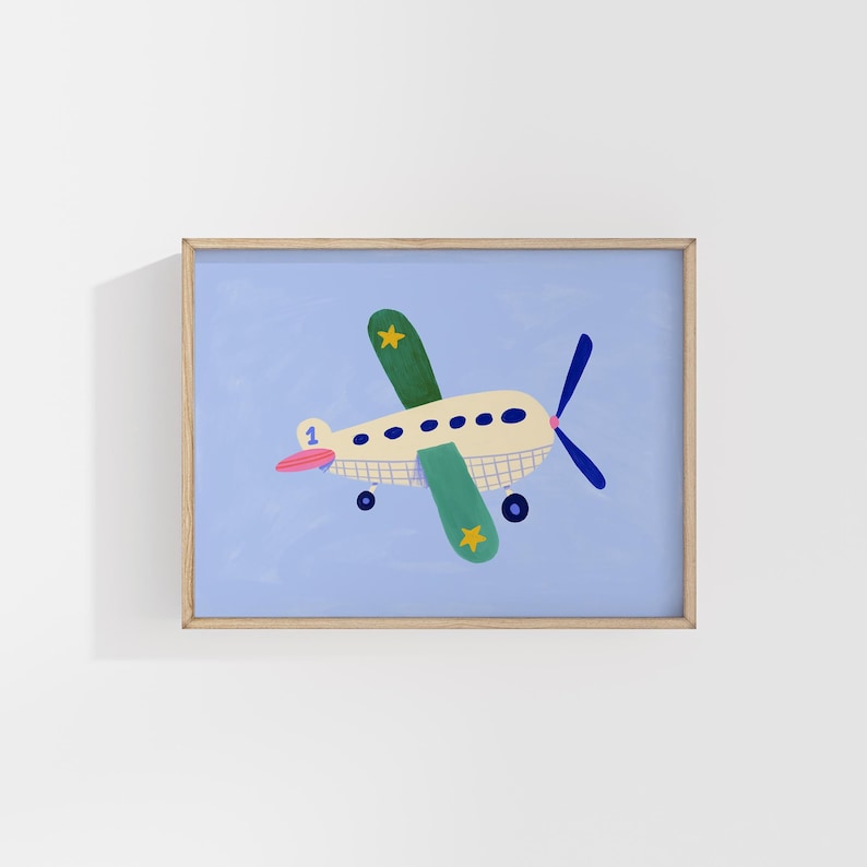 Impresión de avión colorido, impresión de guardería infantil - Etsy España