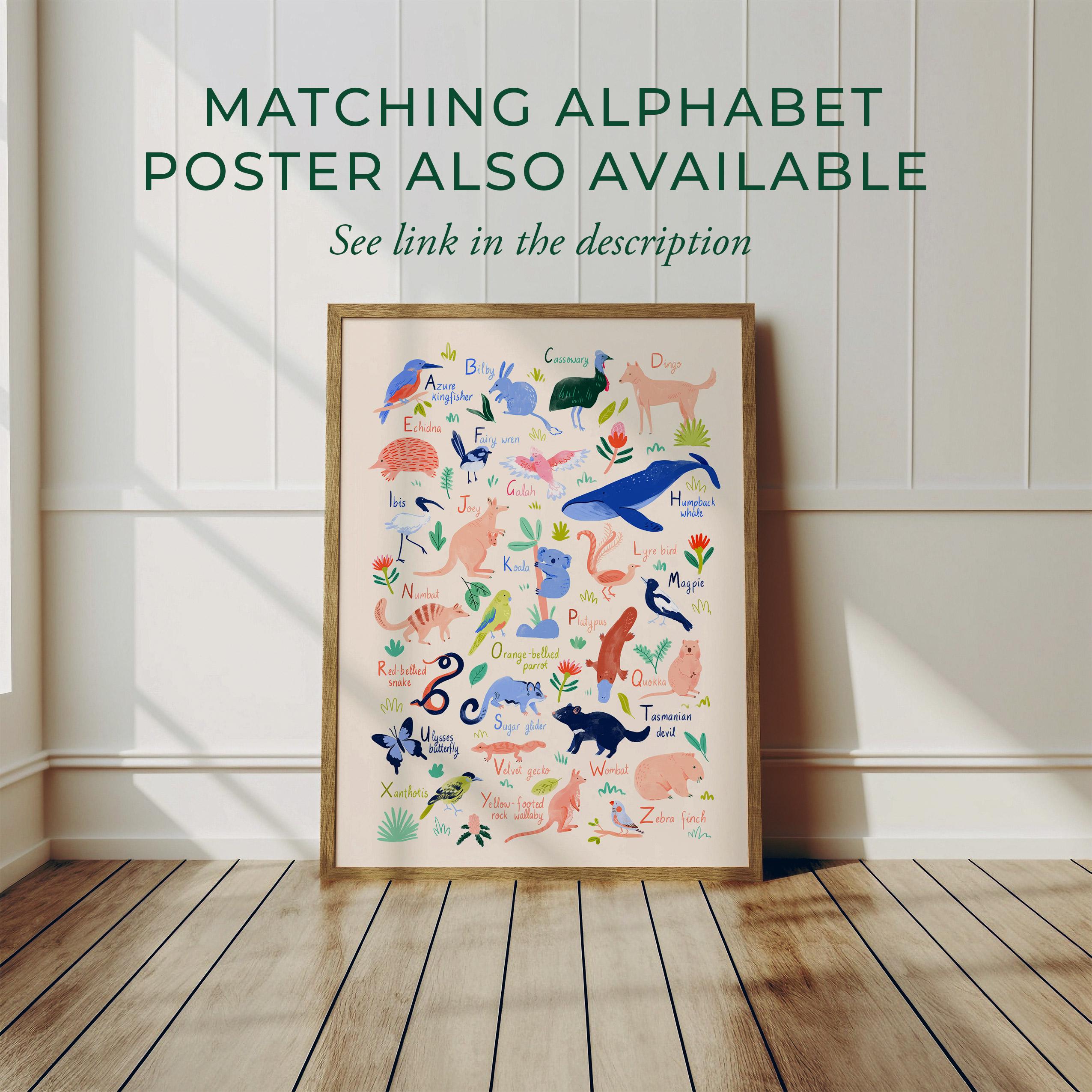 Australian Animal Numbers Poster for Children's Nursery. Bright ...