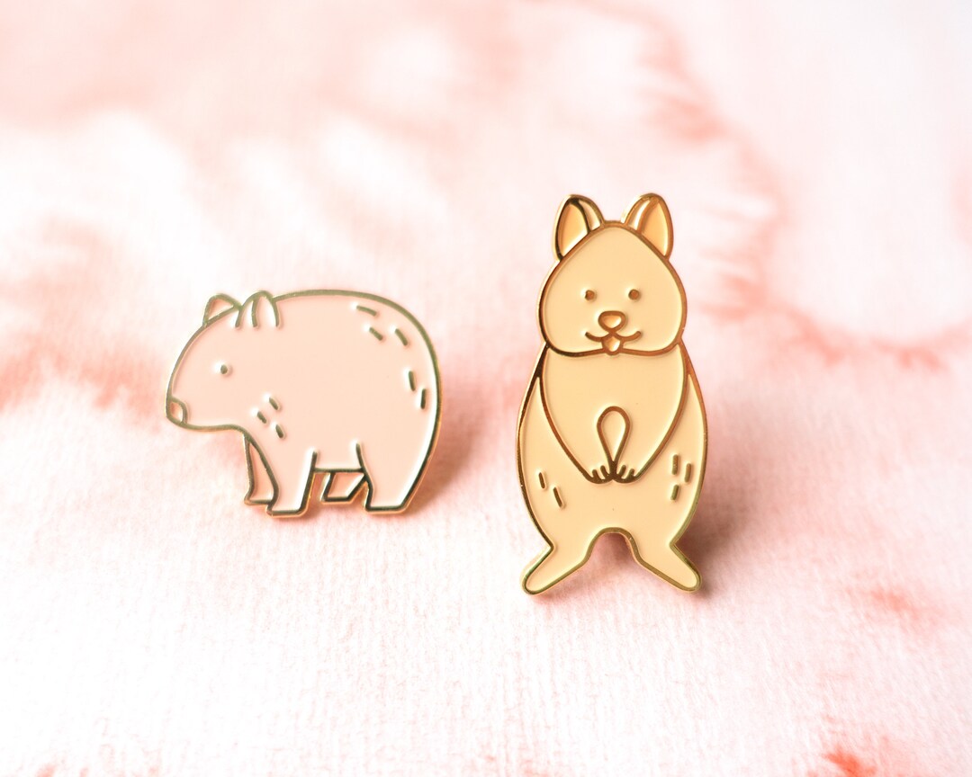 Enamel Pin Set: Wombat and Quokka Gold Soft Lapel Pin - Etsy