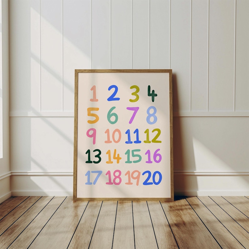 Colorful Numbers 1-20 Poster for Kids: Educational Nursery Wall Art ...