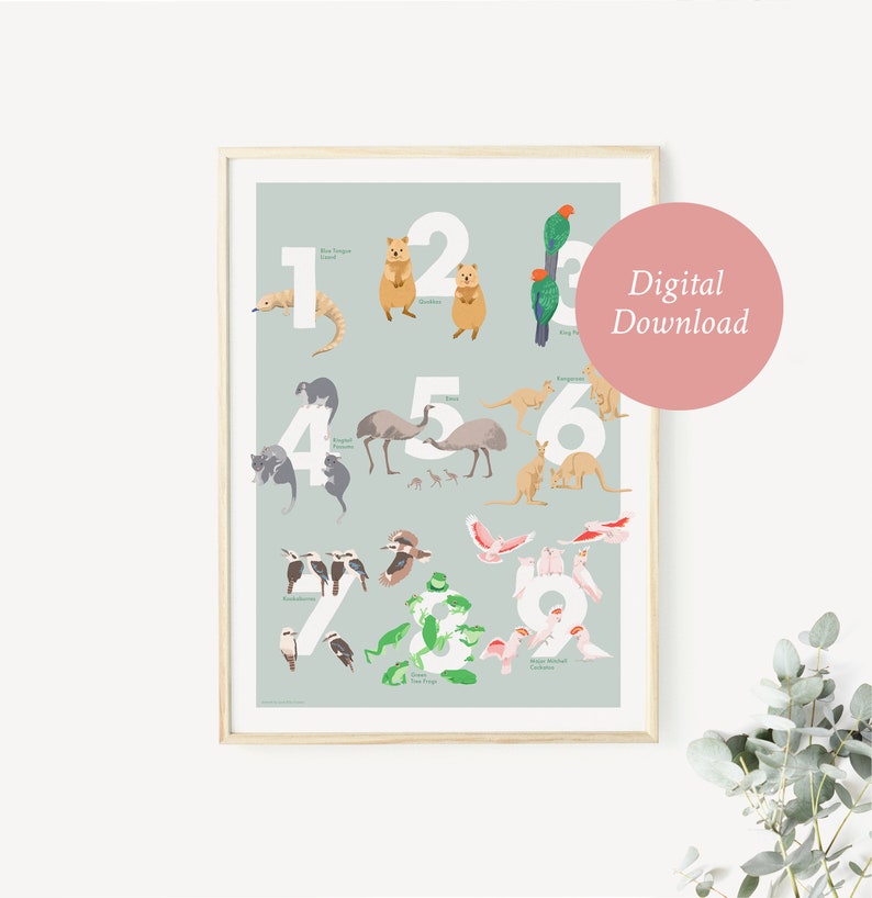 Printable Numbers Poster Australian Animal Digital Download - Etsy