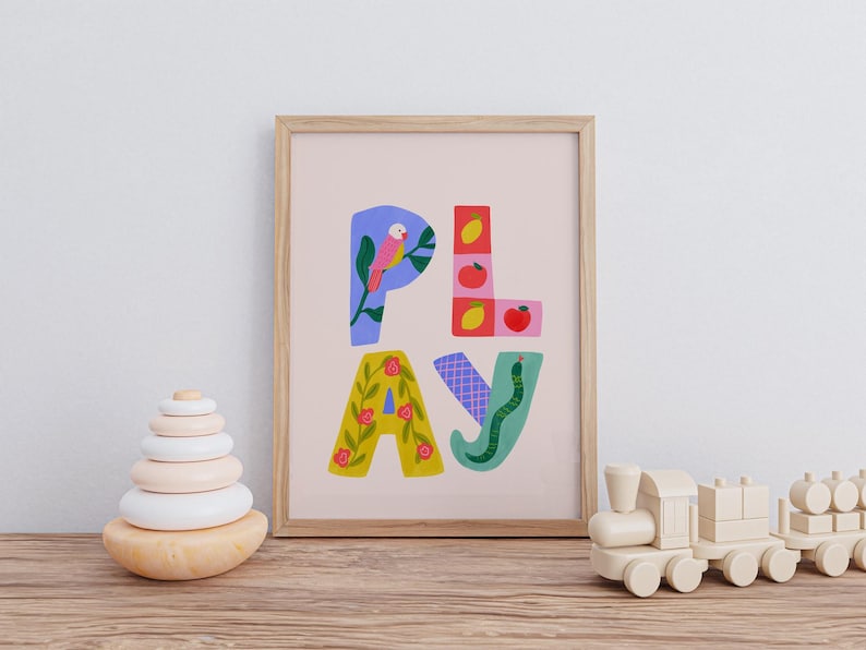 Printable Play Poster for Kids Bedroom, Nursery or Playroom. Children's ...