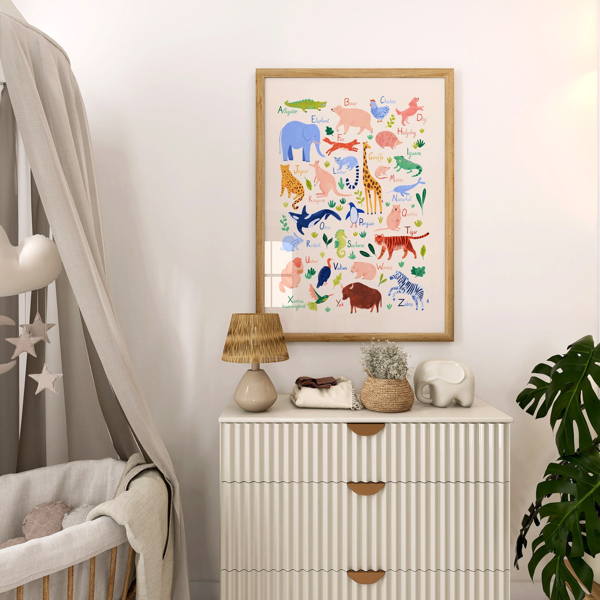 Animal Alphabet Poster for Children's Nursery. ABC Bright Watercolour ...