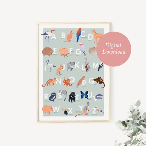 Printable Alphabet Poster Australian Animal Digital Download - Etsy ...