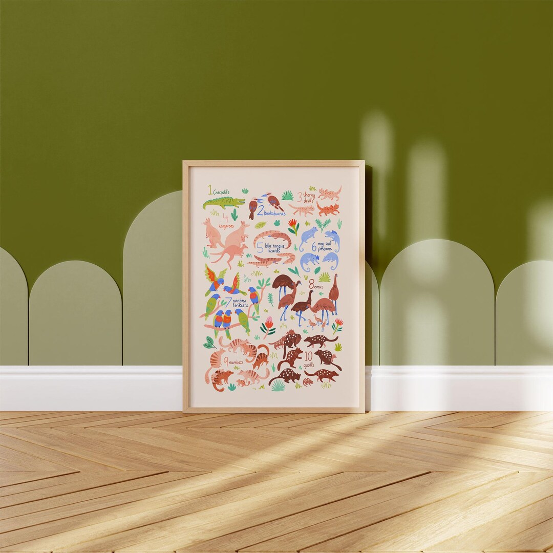 Australian Animal Numbers Poster for Children's Nursery. Counting 1-10 ...
