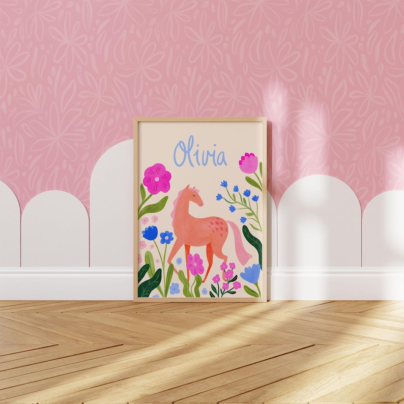 Personalised Horse Name Art, Gifts for Kids, Custom Colourful Horse and ...