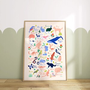 Australian Animal Alphabet Poster for Children's Nursery. Bright ...