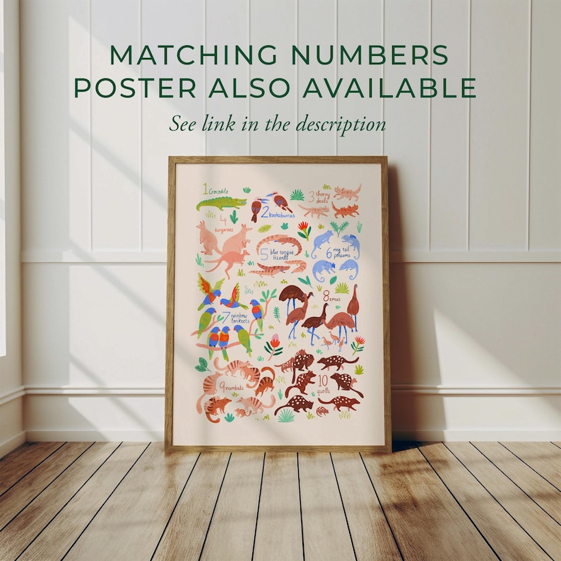 Australian Animal Alphabet Poster for Children's Nursery. Bright ...