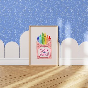 Printable Crayons Poster "color Your World". Kids Art Space. Children's ...