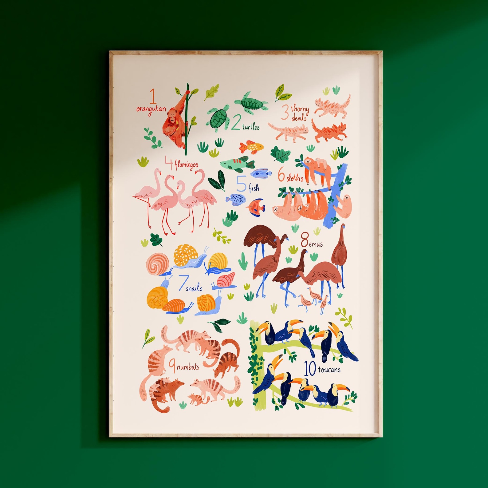Animal Numbers Poster for Children's Nursery. Counting 1-10 Educational ...