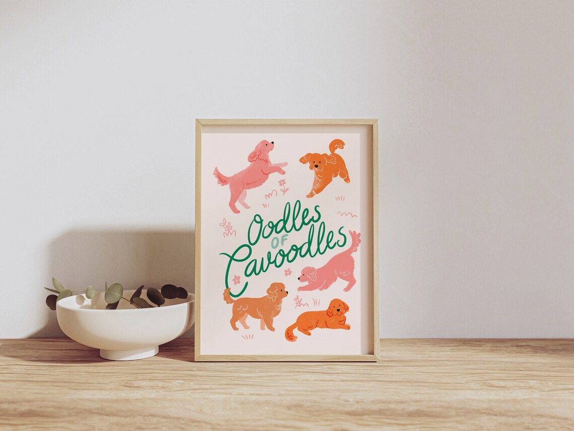 Cavoodle, Cavapoo Wall Art Poster. Cute Dog Art Gift for Cavoodle Lover ...