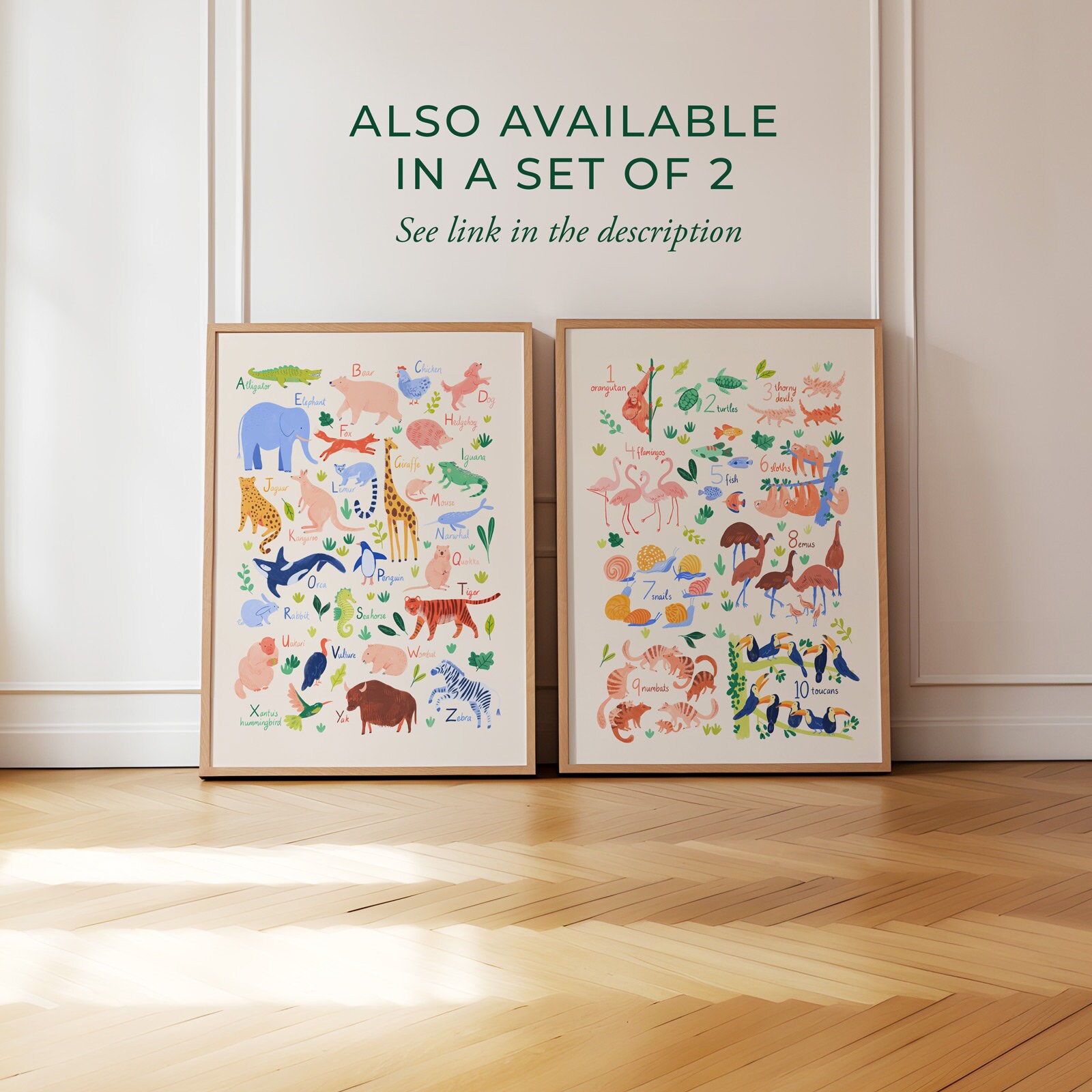 Animal Alphabet Poster for Children's Nursery. Educational Wall Art ...