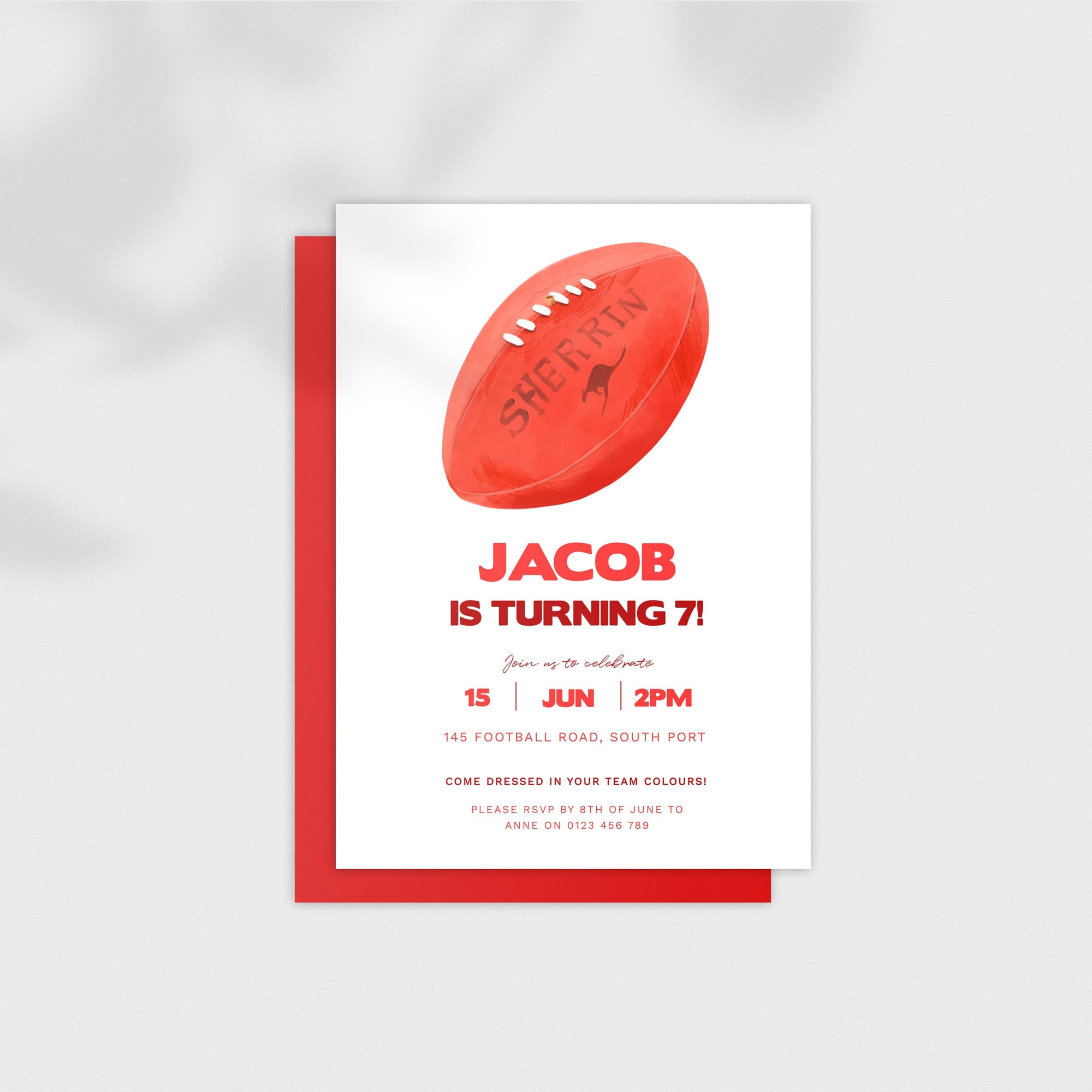 Children's Birthday Party Invitation: AFL Football Footy Watercolour ...