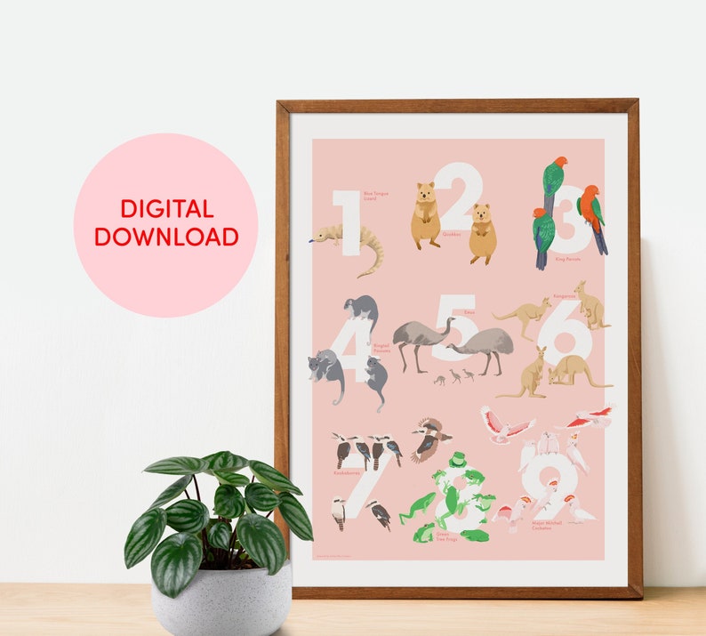 Printable Numbers Poster Australian Animal Digital Download - Etsy ...