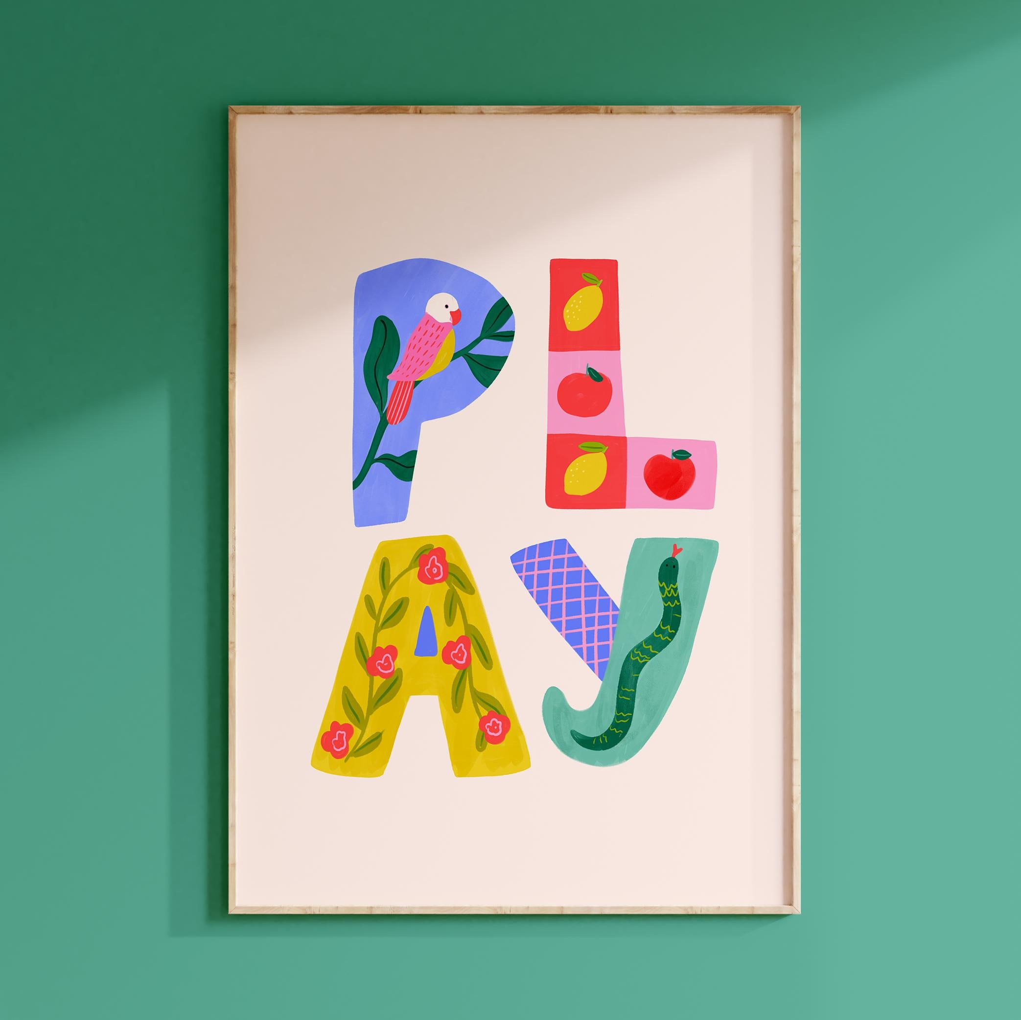 Printable Play Poster for Kids Bedroom, Nursery or Playroom. Children's ...
