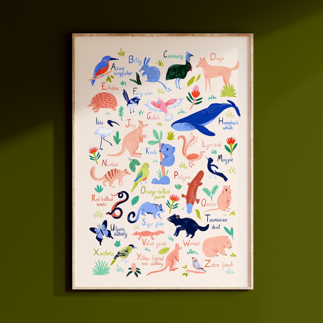 ABC Australian Animal Alphabet Poster for Children's Nursery - Etsy