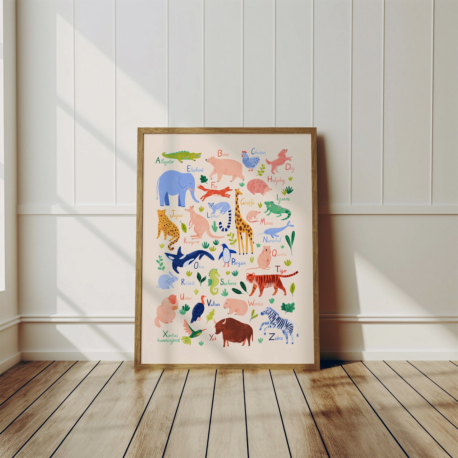 Animal Alphabet Poster for Children's Nursery. ABC Bright Watercolour ...