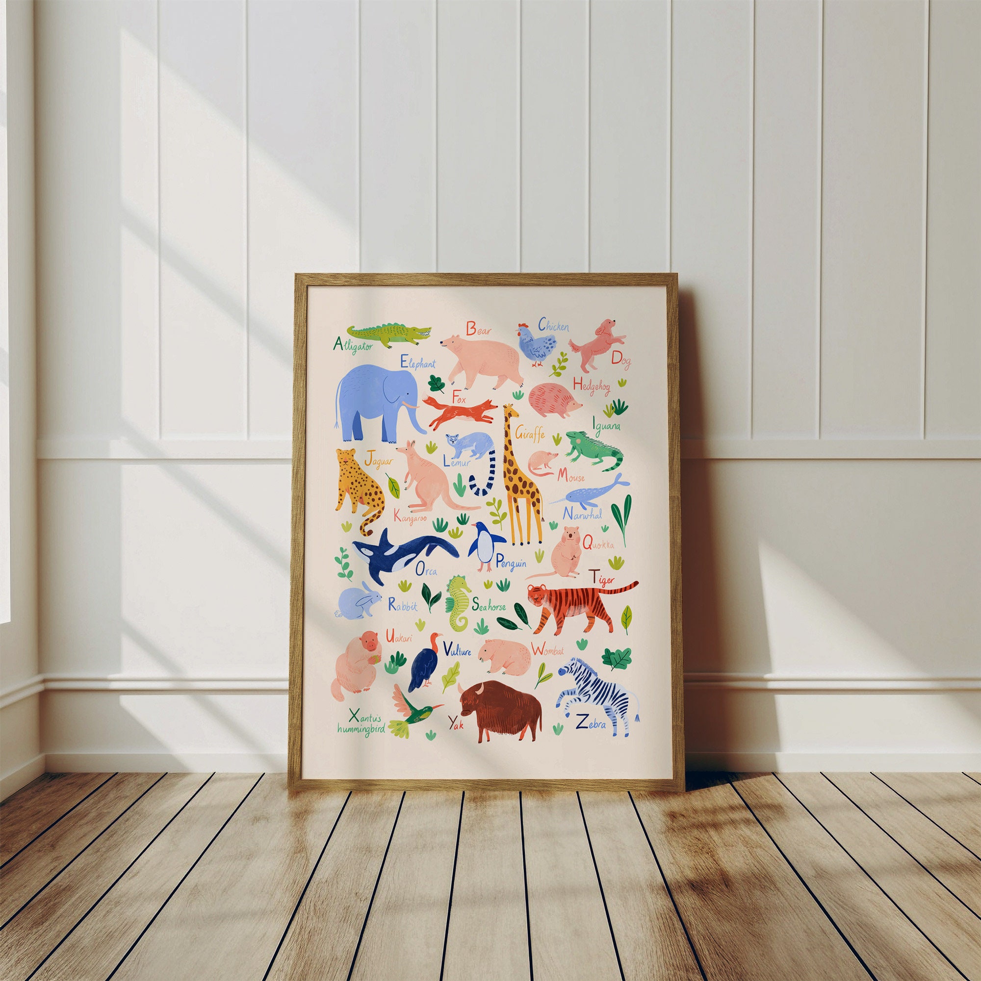 Animal Alphabet Poster for Children's Nursery. Educational Wall Art ...