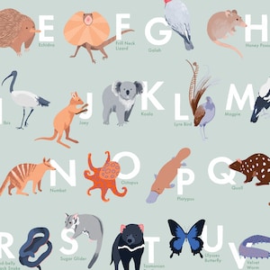 Printable Alphabet Poster Australian Animal Digital Download ABC Print ...
