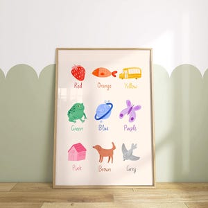 Printable Colours Poster. Educational Wall Art for Nursery, Child's ...
