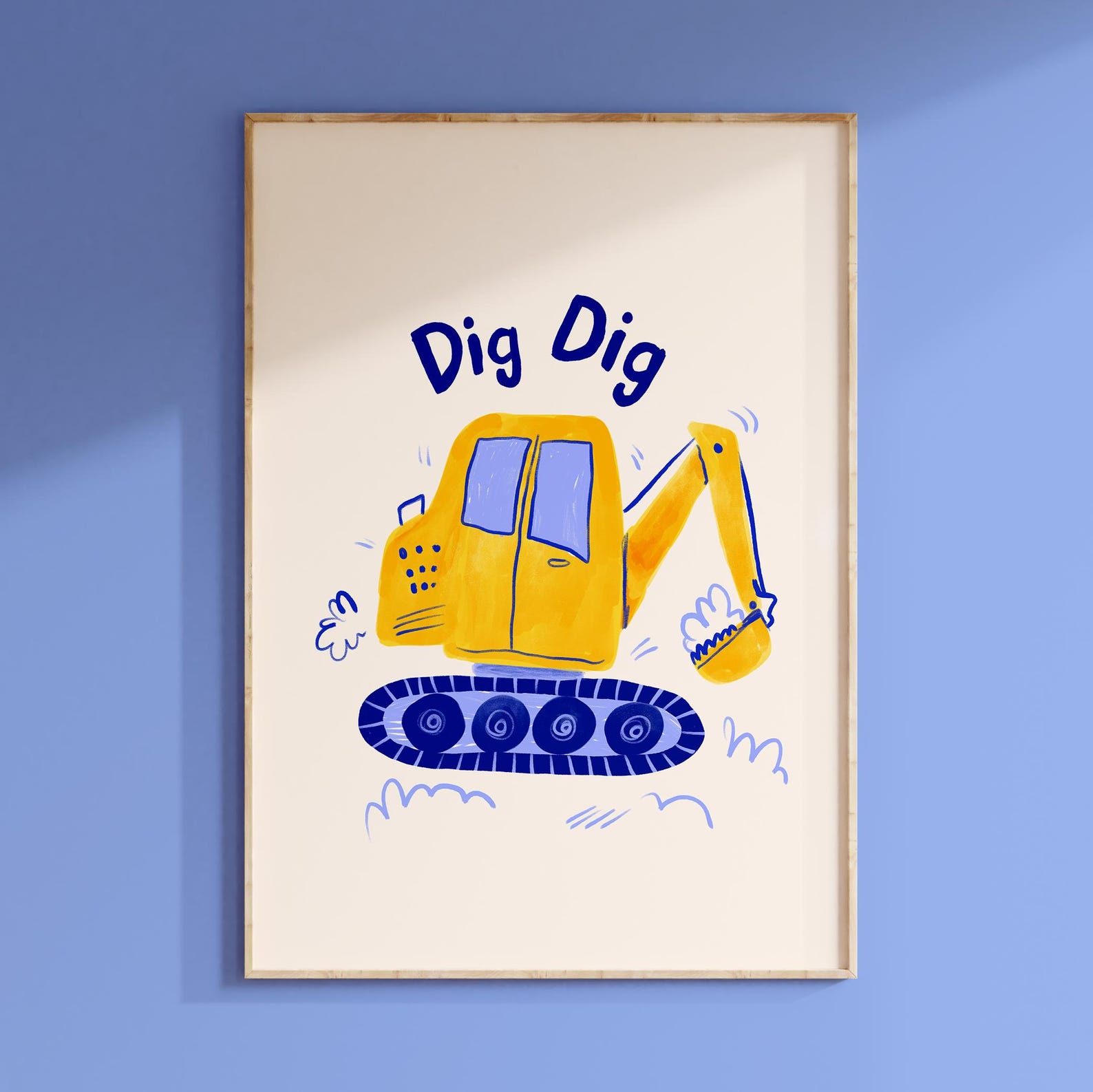 Kids Vehicle Print Set of 6: Truck, Digger, Tractor, Train Wall Art ...
